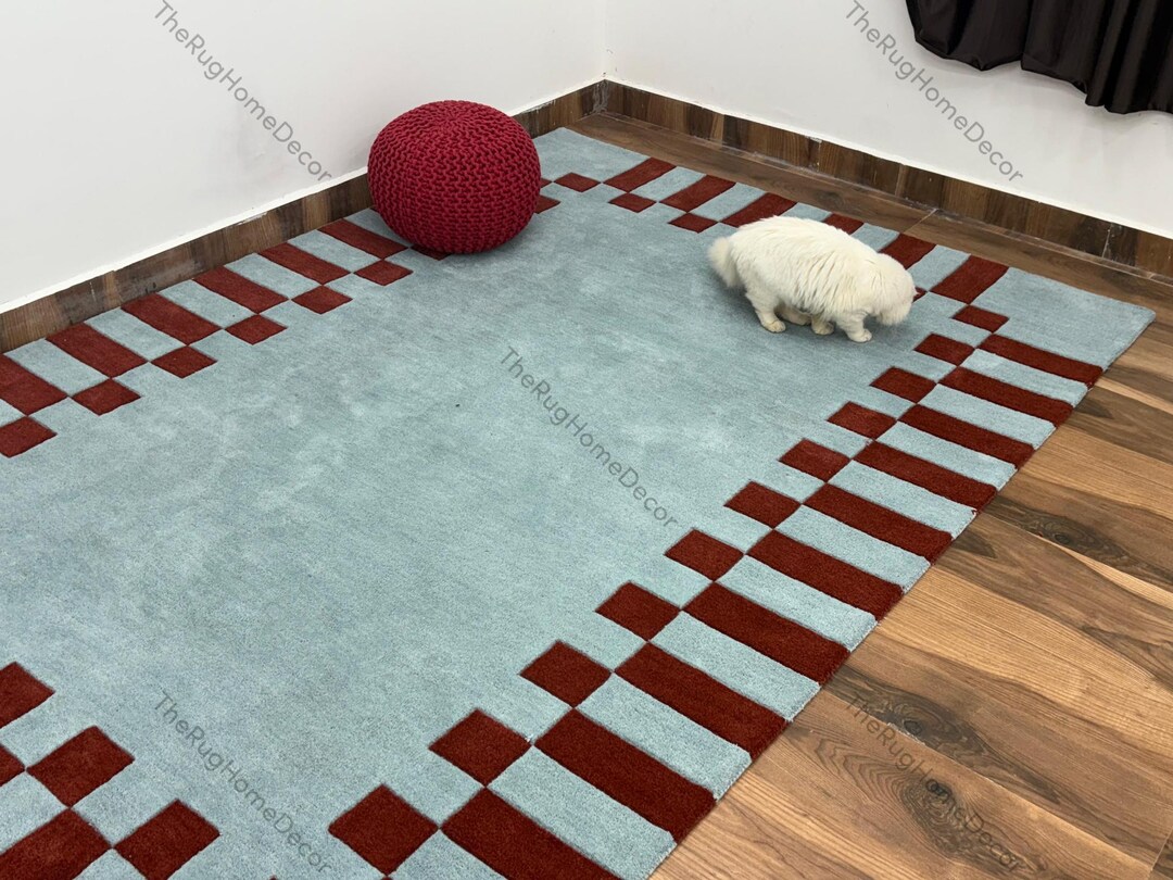 Hand Tufted Teklan Frame Mulberry Sky Colour Wool Handmade Area Rug ...