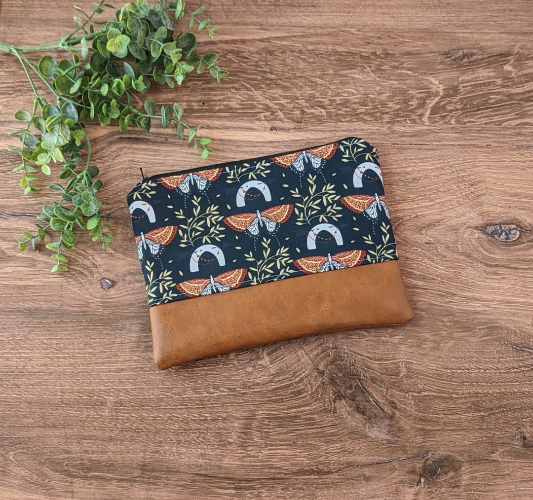 Boho Moth Makeup Bag: Insect Cosmetic Bag and Travel Pouch, Vegan ...