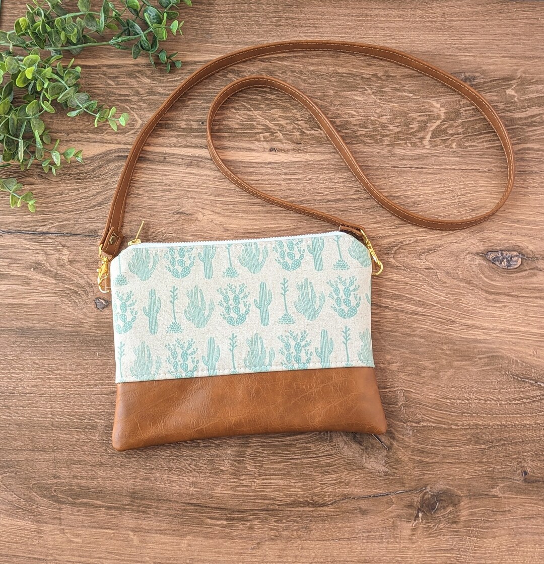Mint Cactus Crossbody Bag: Vegan Leather Small Purse - Etsy