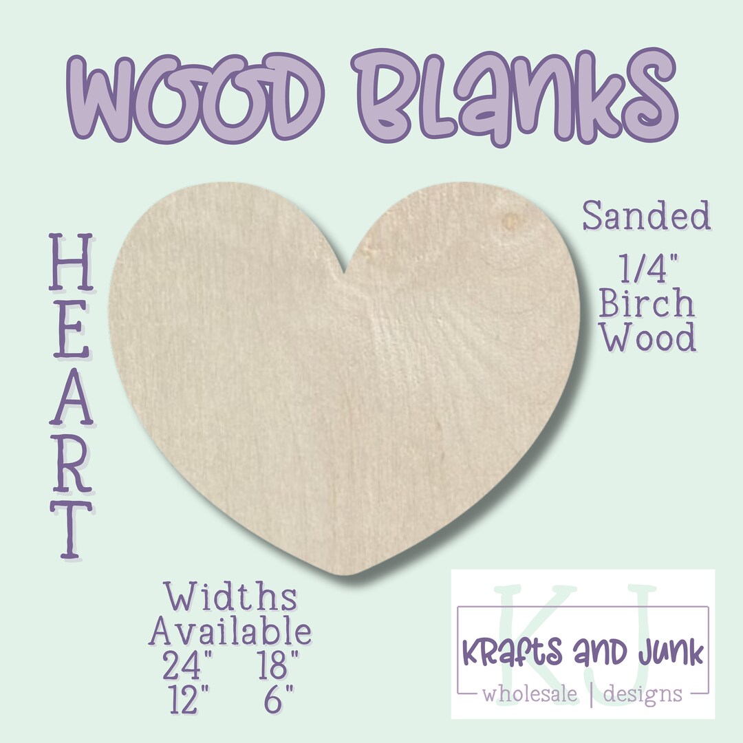 Heart Wood Sign Cutouts - Sanded Birch Wood, Wood Blanks, Craft ...