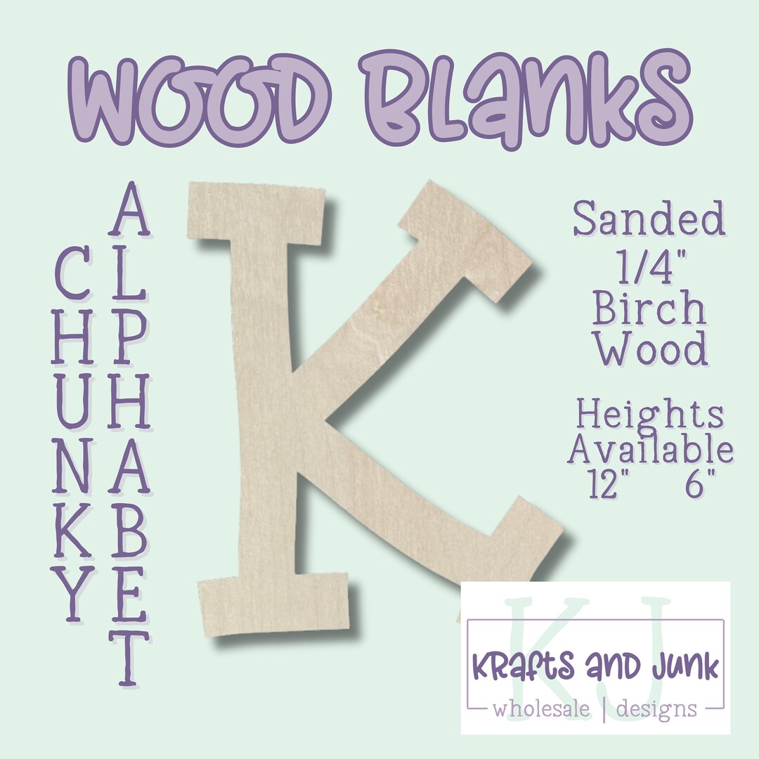 Chunky Alphabet Wood Letters Cutouts - Sanded Birch Wood, Wood Blanks ...