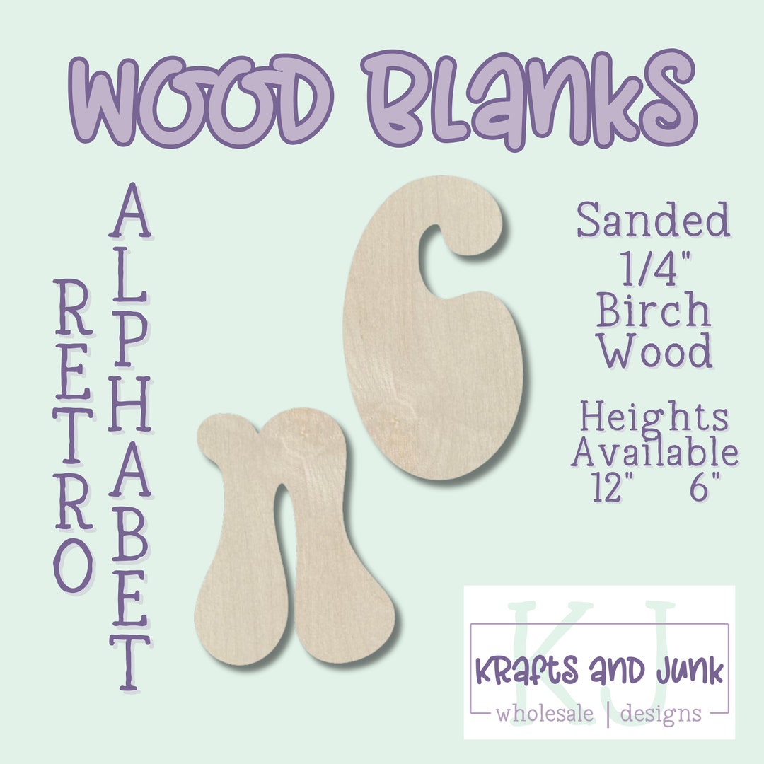 Retro Alphabet Sign Cutouts - Sanded Birch Wood, Wood Blanks, Craft ...