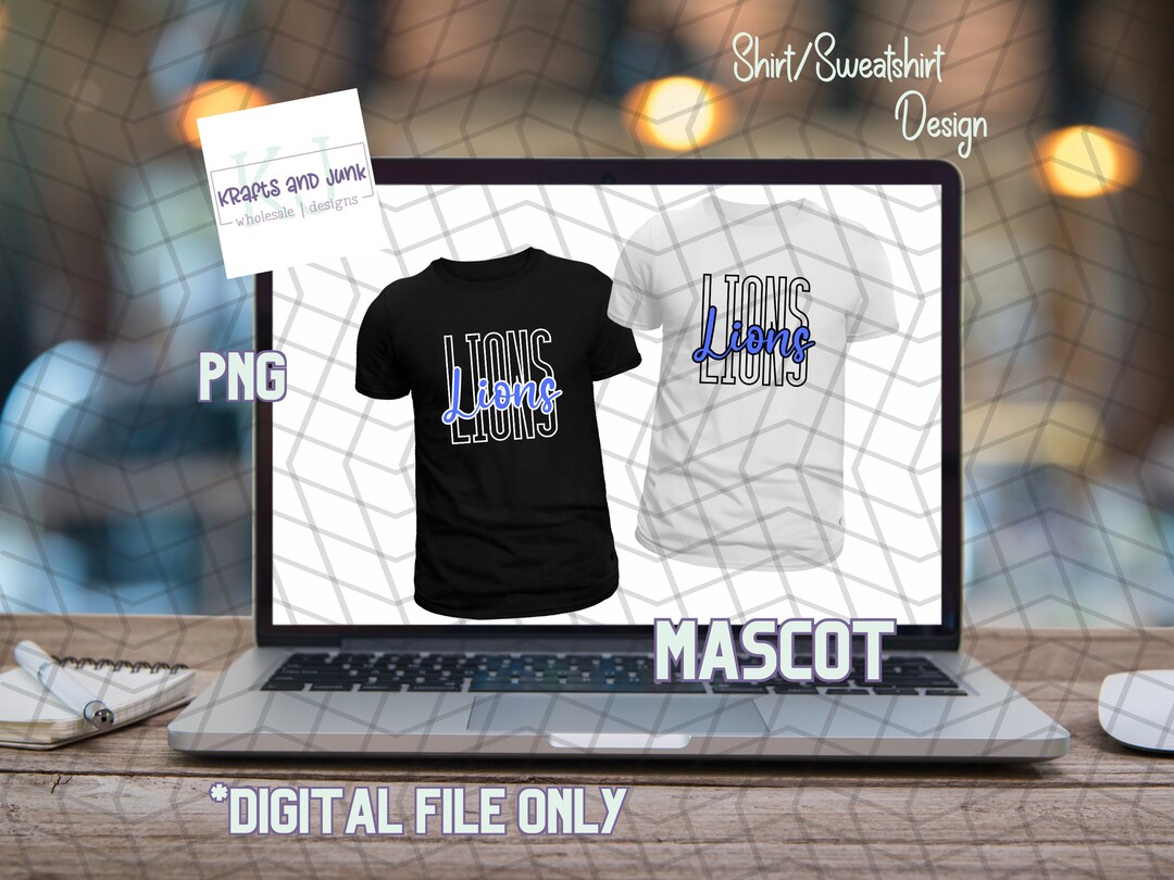 Lions Blue Mascot Spirit Tall Cursive T-shirt Sweatshirt Word PNG ...