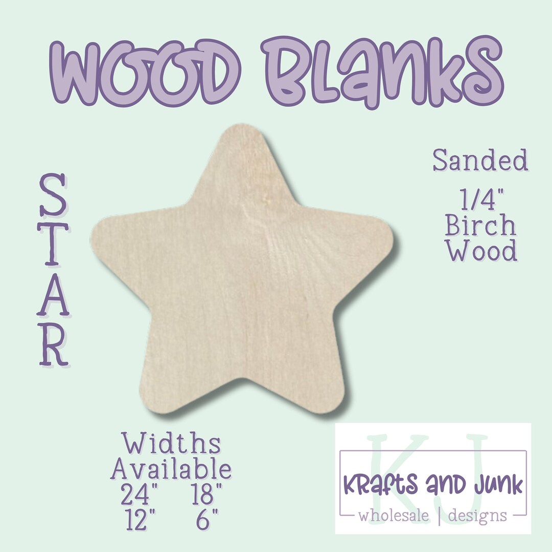 Star Wood Sign Cutouts - Sanded Birch Wood, Wood Blanks, Craft Supplies ...