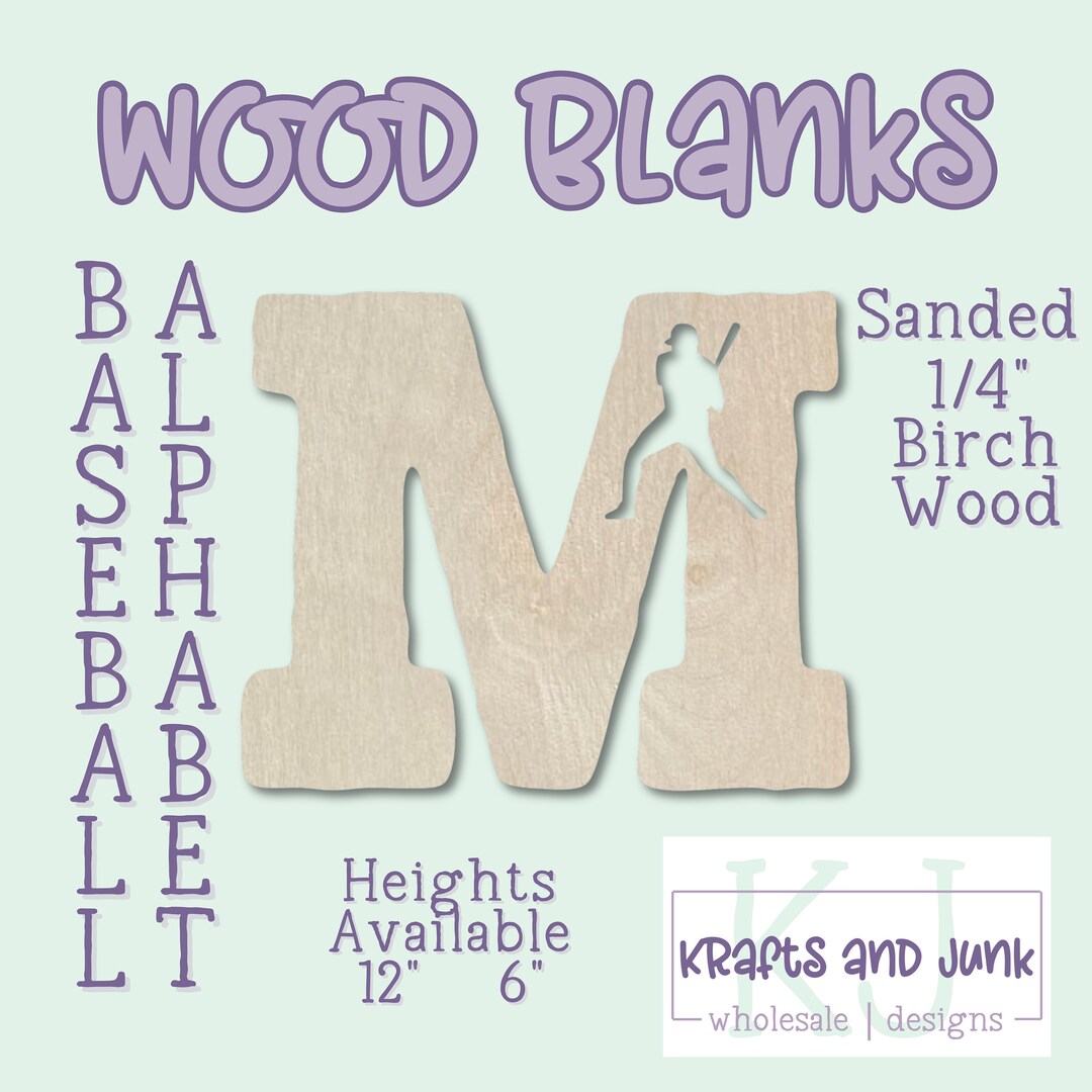 Baseball Alphabet Wood Letter Cutout: Sanded Birch Blanks - Etsy