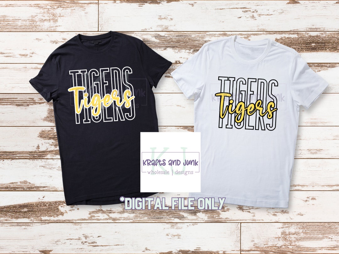 Tigers Yellow Mascot Spirit Tall Cursive T-shirt Sweatshirt Word PNG ...