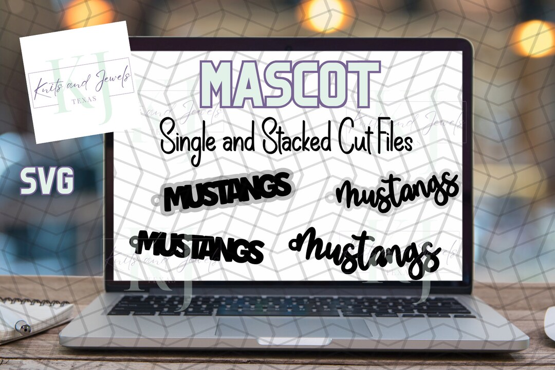 Mustangs Mascot Earring Acrylic Wood Laser Cut File Word Script Print Single Stacked SVG Bundle ...