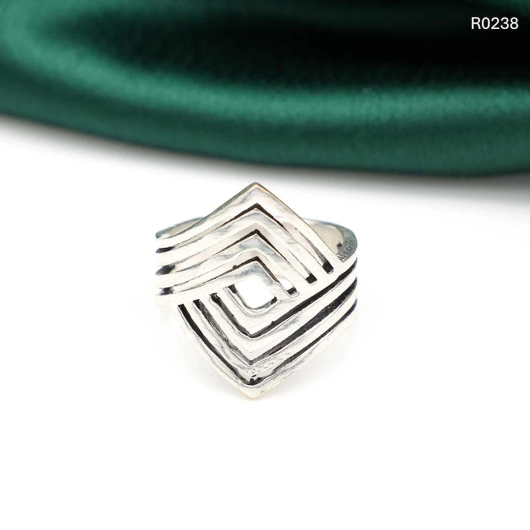 Geometric Diamond Pattern Ring: Modern Abstract Unisex Jewelry, - Etsy