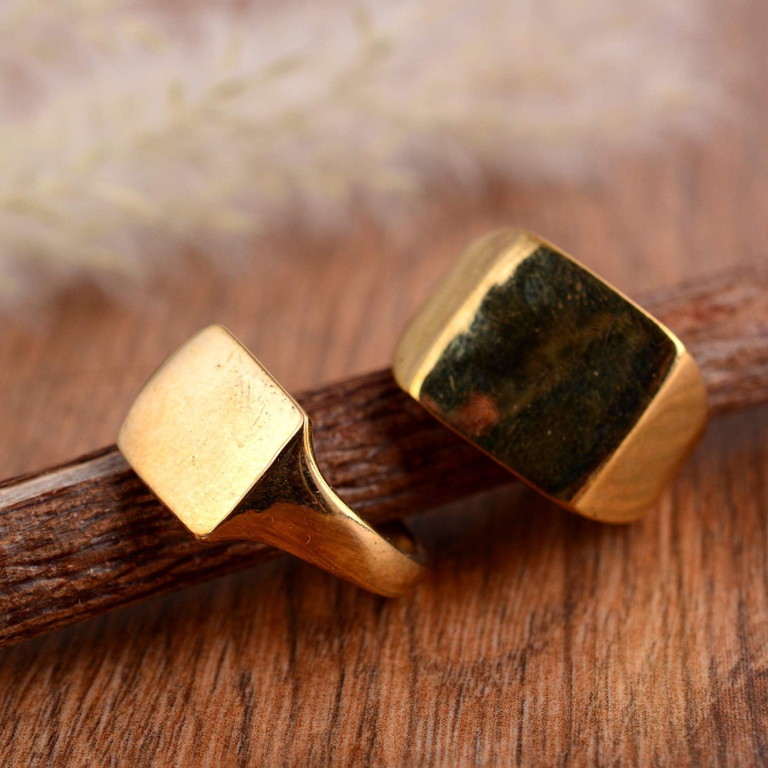 Brass Signet Square Ring, Signet Ring, Men Signet Ring ,women Signet ...