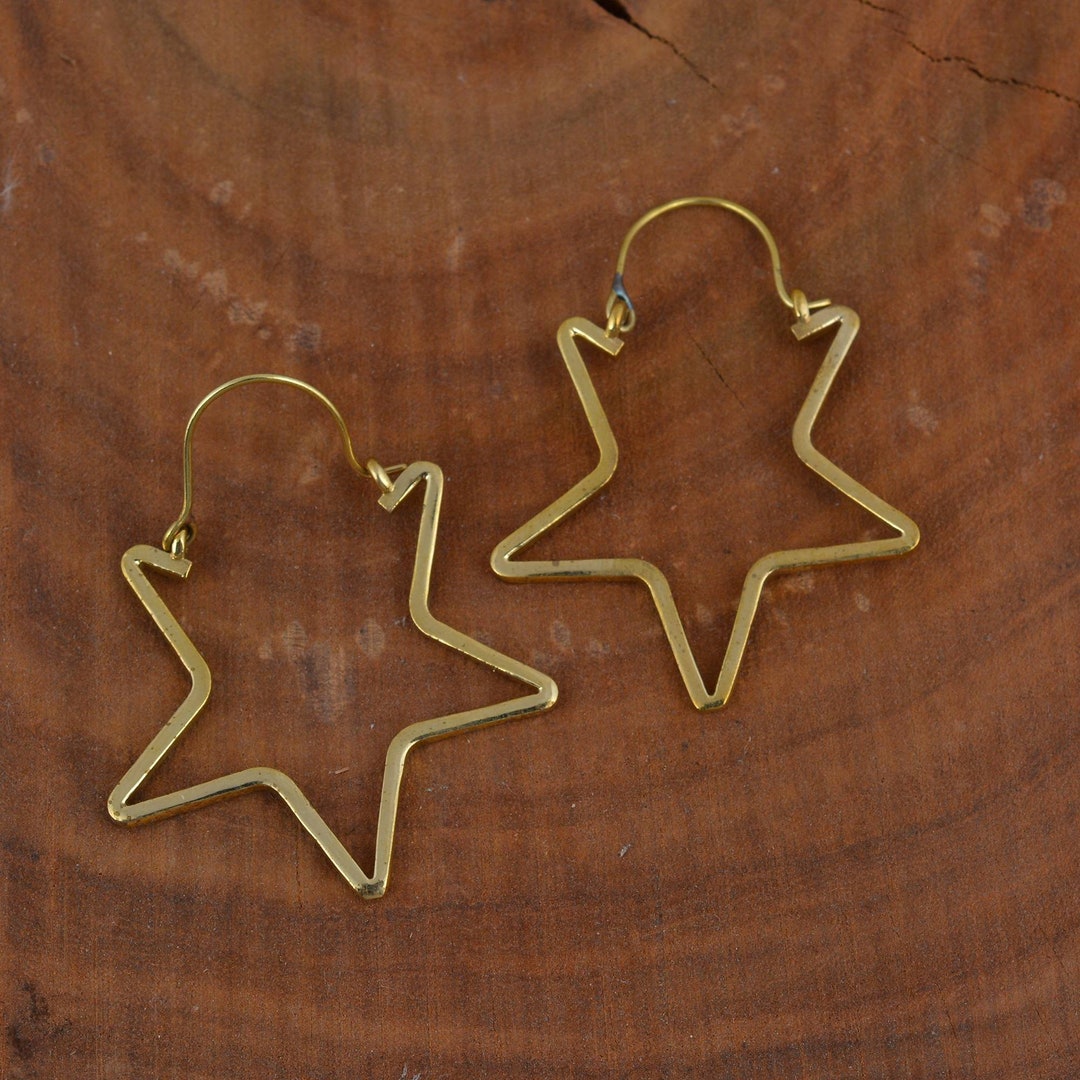 Gold Star Hoop Earrings, New Design Earring, Circle Earrings, Statement ...