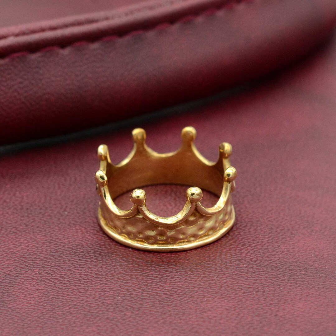 Solid Gold Crown Ring, Queen Ring, Wide Crown Ring, Royal Crown Timeless Jewelry, Royal Band ...