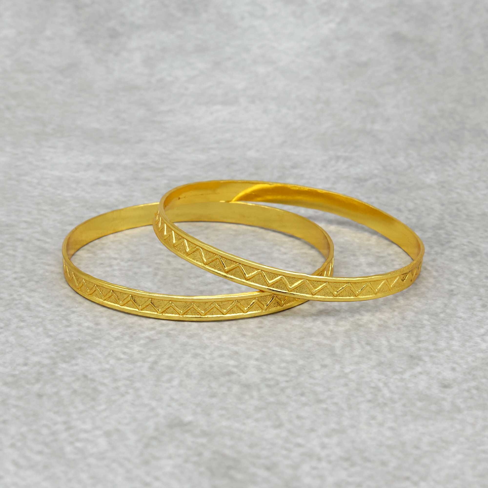 18k Gold Bangle/ Italian Brass Bangle / Wavy Bangle/ Brass Plain Zigzag ...