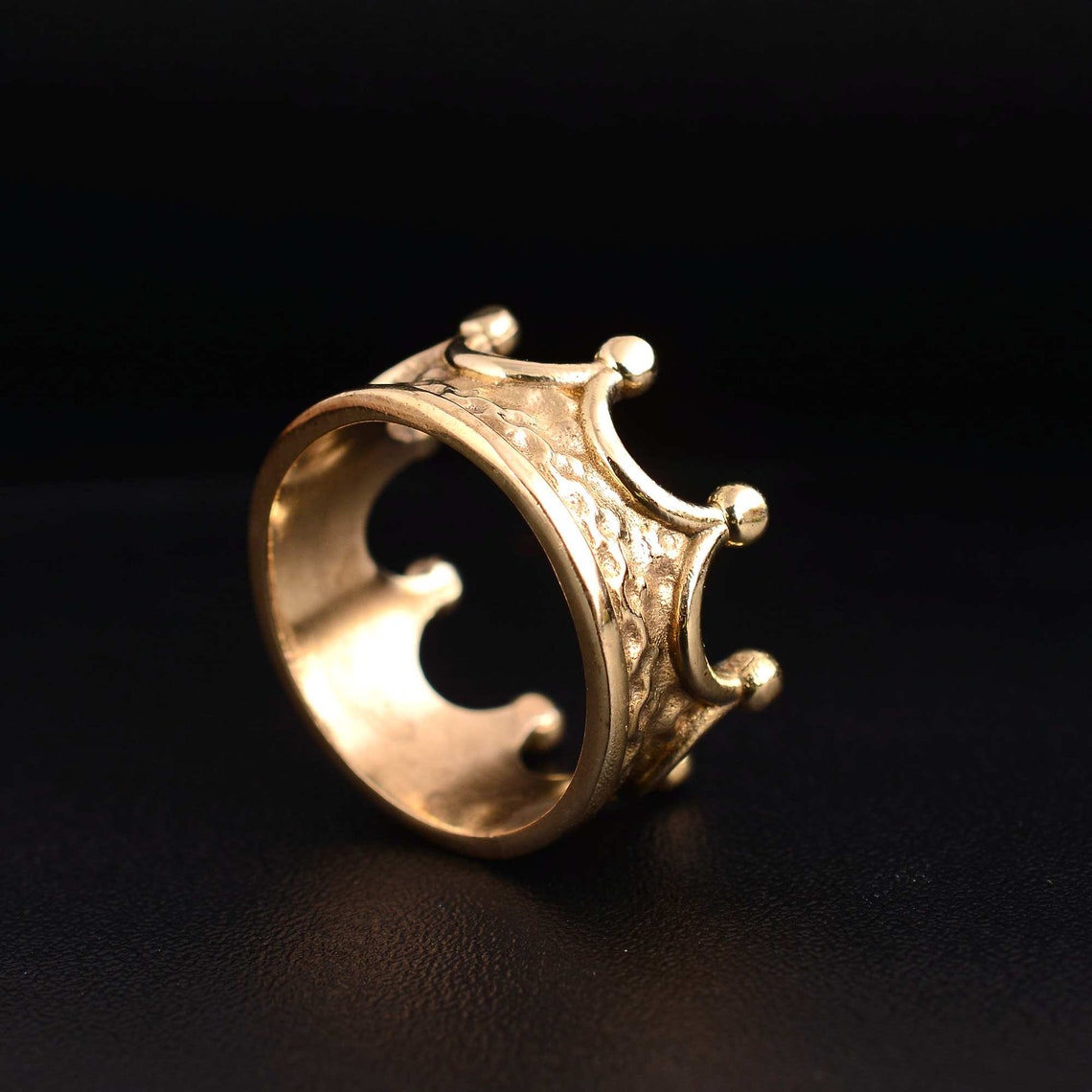 Solid Gold Crown Ring, Queen Ring, Wide Crown Ring, Royal Crown ...