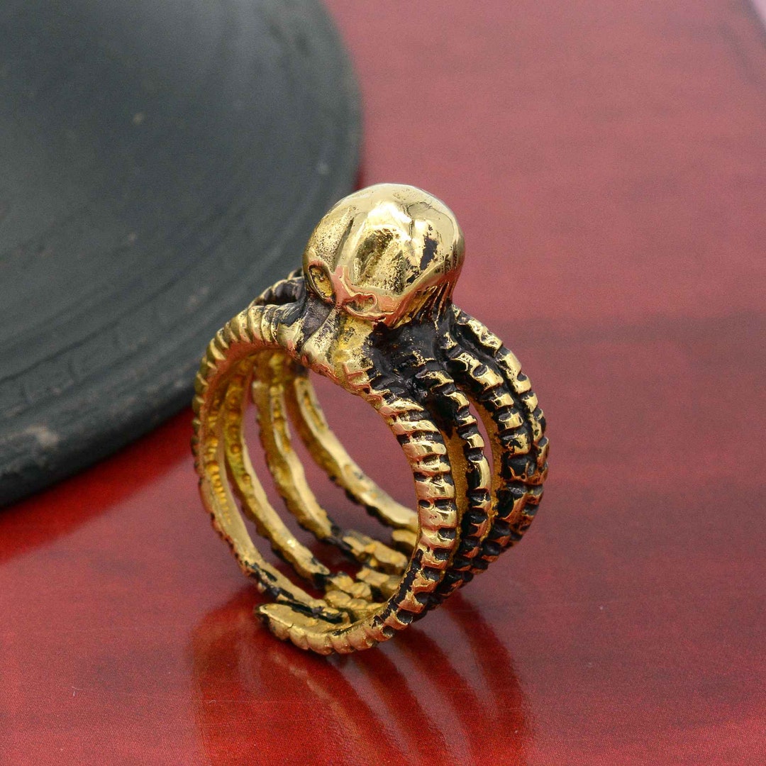 Gold Octopus Ring, Brass Ring Ocean Brake Ring,sea Animal Jewellery ...
