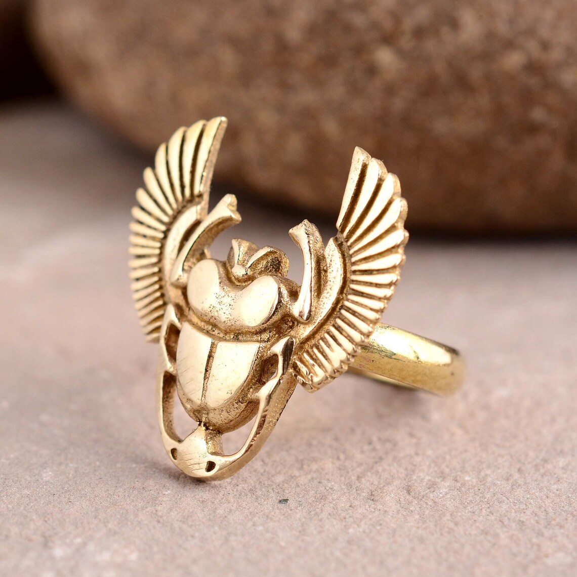 Ancient Ring , Gold Scarab Ring ,beetle Ring ,ancient Egypt, Brass Ring ...