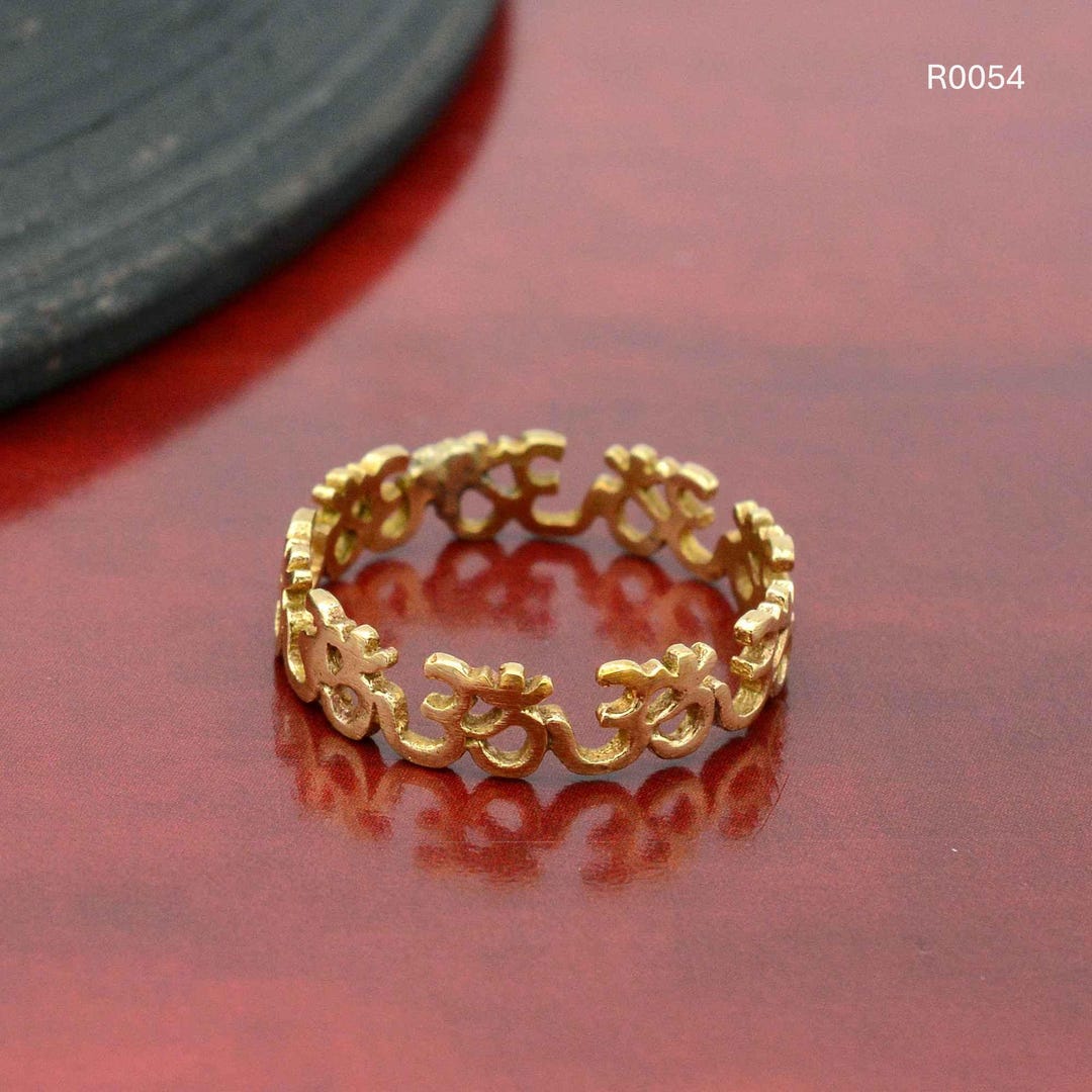 Brass Om Band Ring: Handmade Dainty Yoga Meditation Jewelry, - Etsy