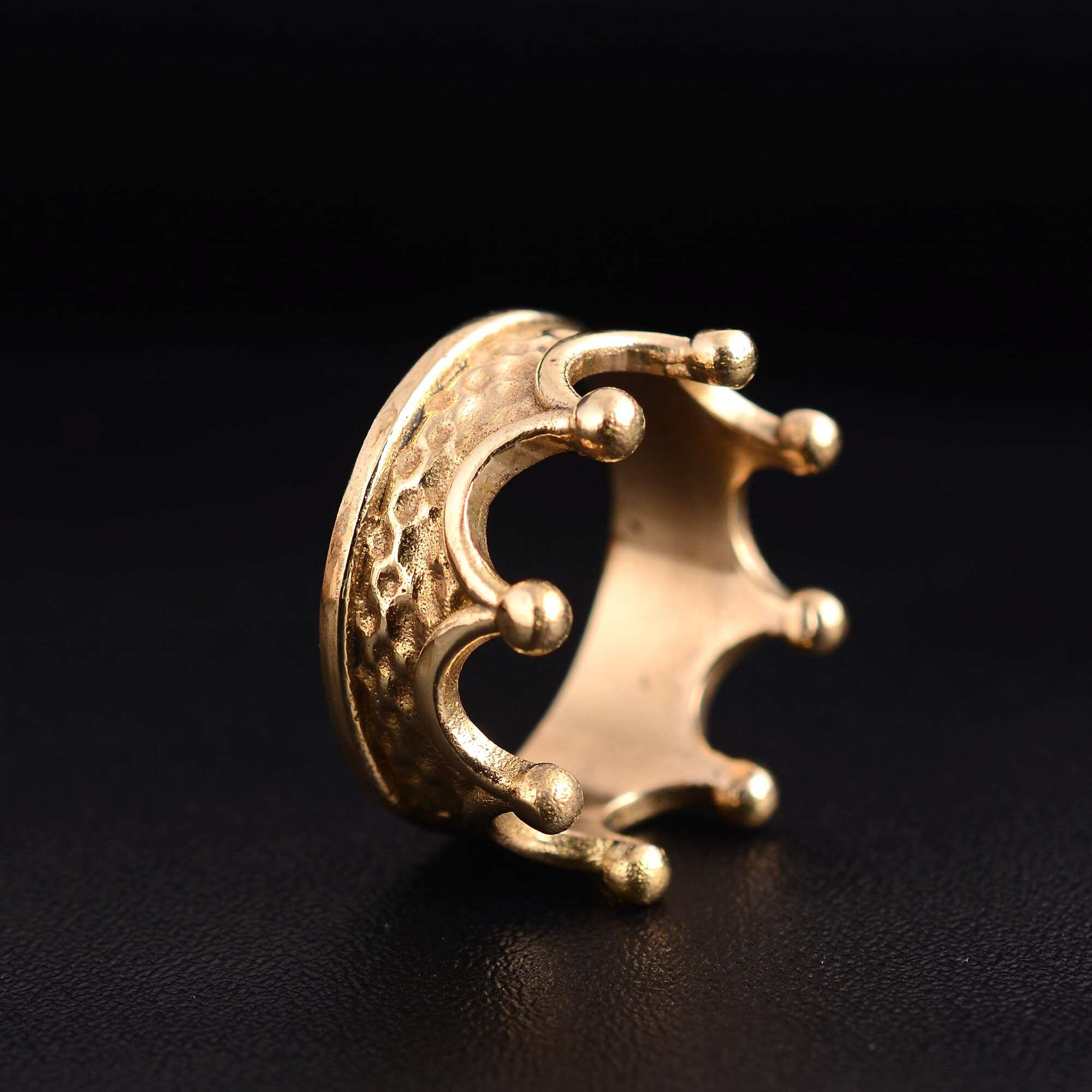 Solid Gold Crown Ring, Queen Ring, Wide Crown Ring, Royal Crown ...