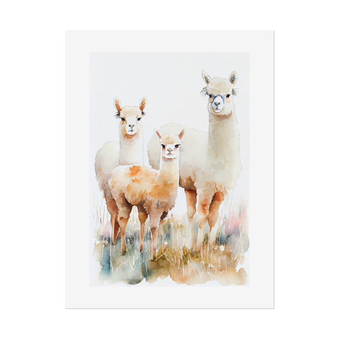 Cute Alpacas #3 Watercolor Print - Etsy