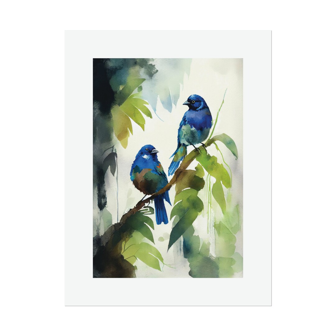 Bluebirds #4 Watercolor Print - Etsy