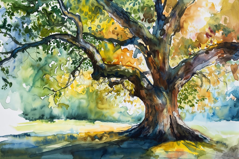 Sycamore Tree 1 Watercolor Print - Etsy