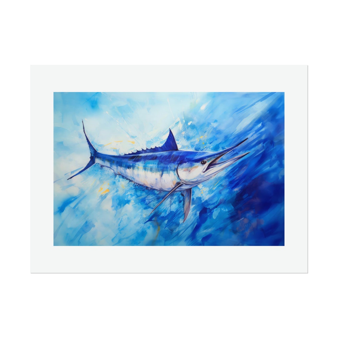 Blue Marlin #2 Watercolor Print - Etsy