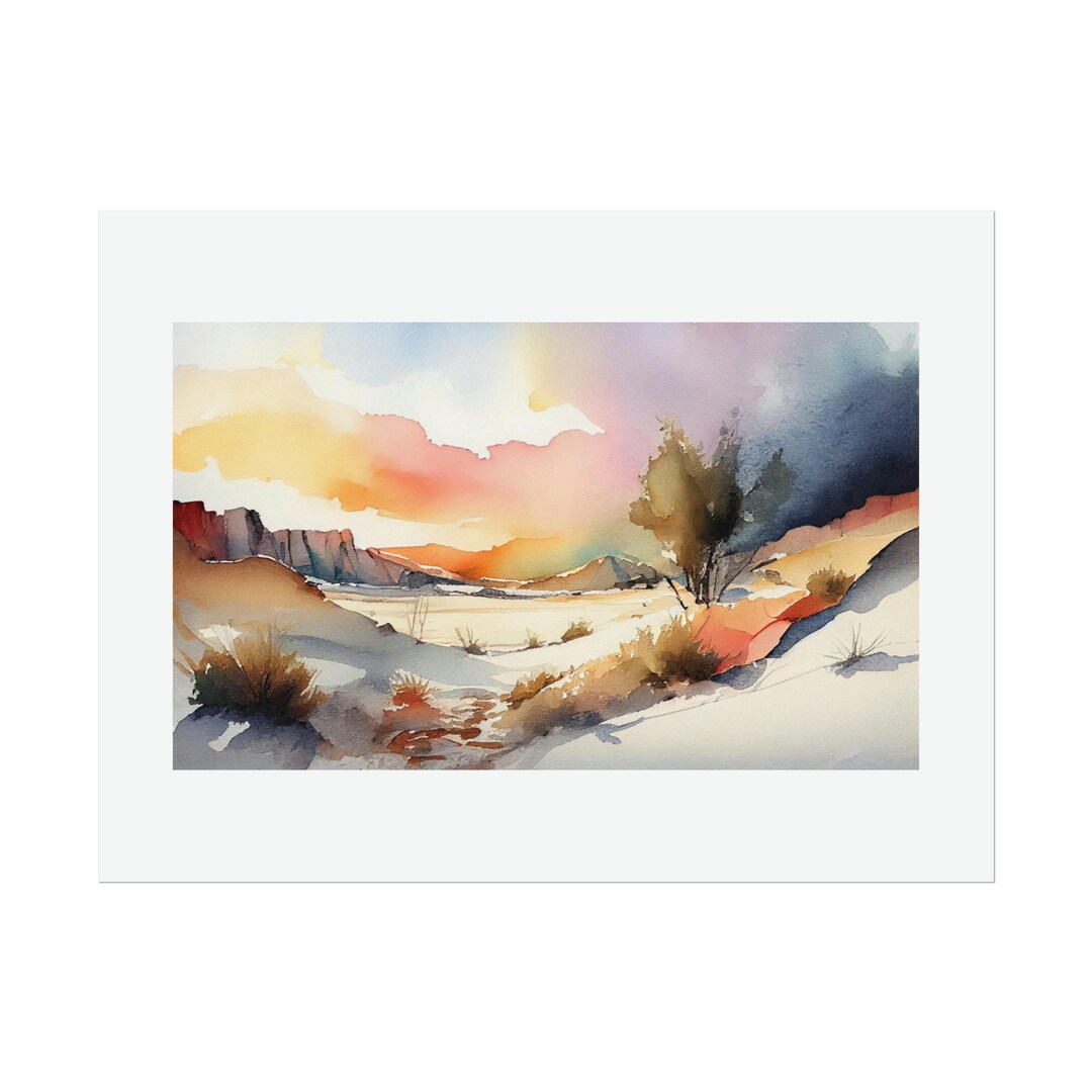 Desert Landscape #2 Watercolor Print - Etsy