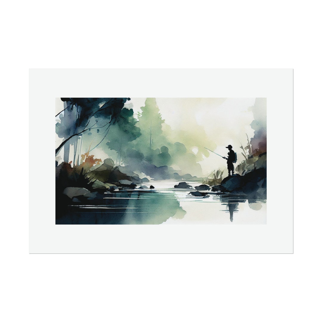 Fishing #4 Watercolor Print - Etsy