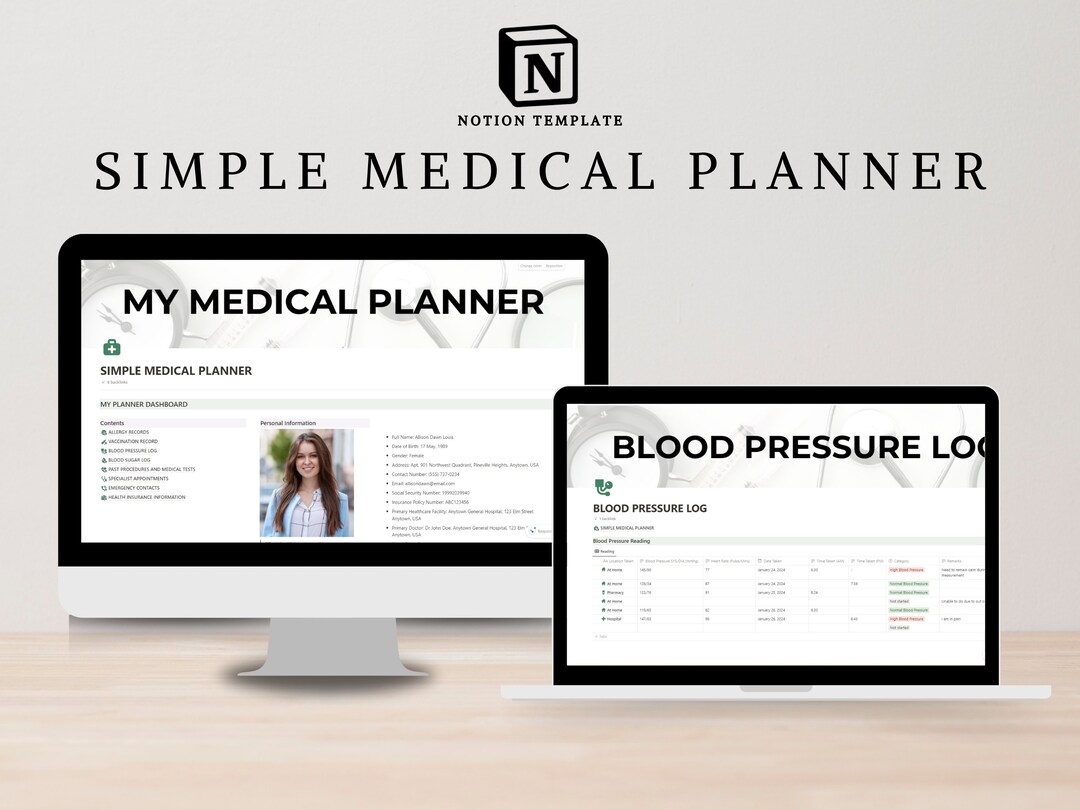 Notion Template Simple Medical Planner, Notion Colour Medical Record ...