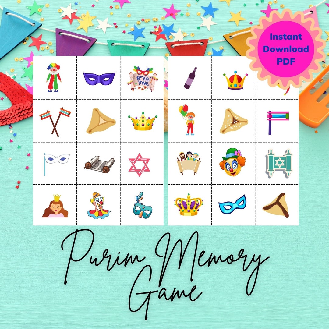 Purim Activity for Kids Purim Memory Game Printable Instant Download - Etsy