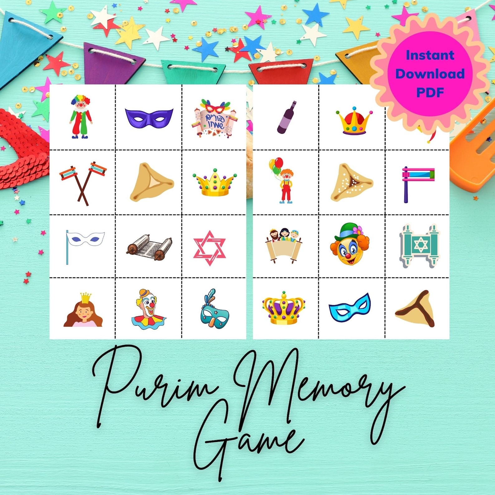 Purim Activity for Kids Purim Memory Game Printable Instant Download - Etsy