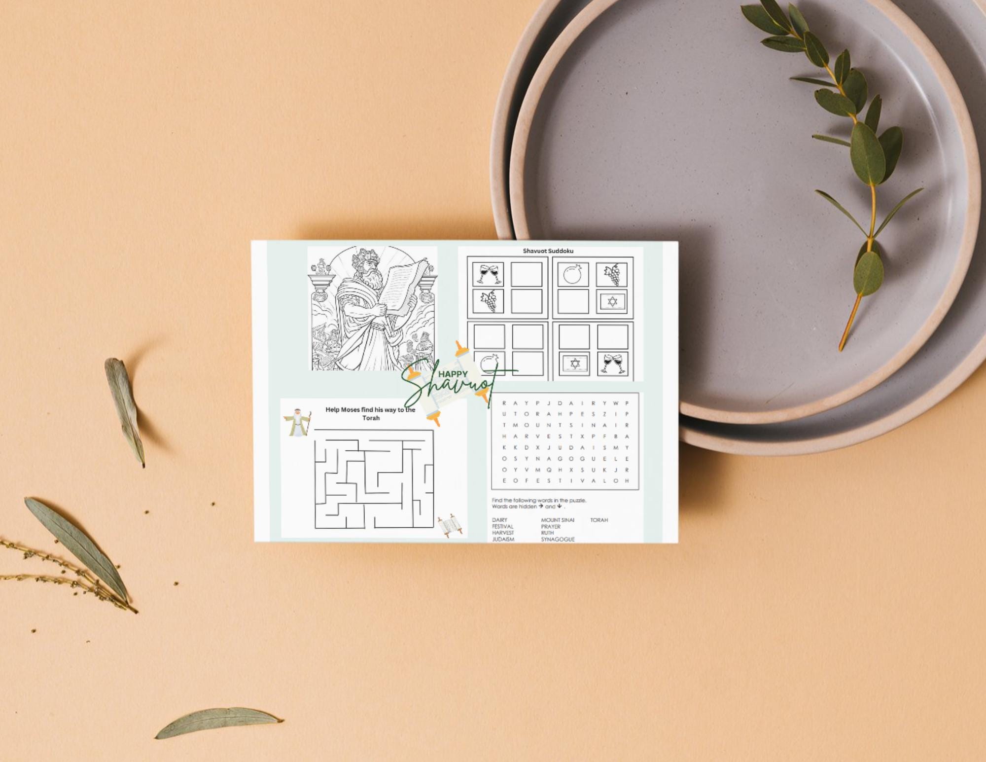 Happy Shavuot Activity for Kids , Shavuot Placemat, Shavuot Games ...