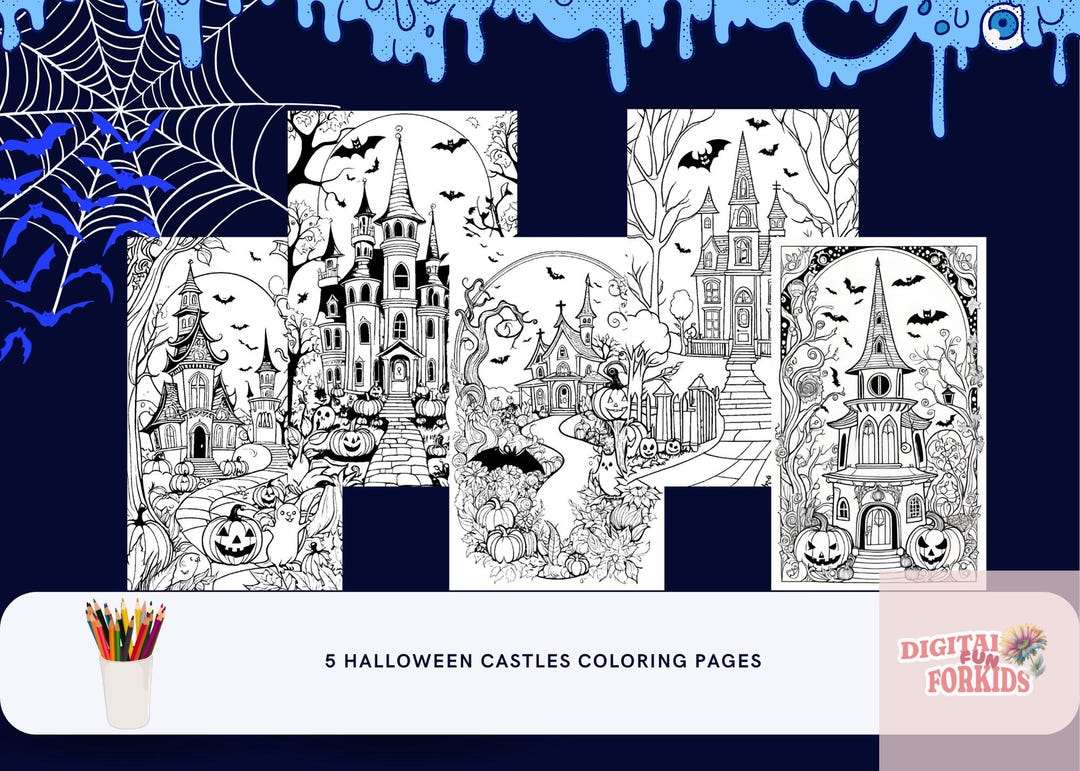 Halloween Castles Coloring Pages, Halloween Activity for Kids ...