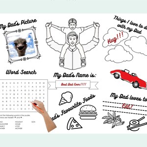 Fathers Day Placemat , Printable Gift for Dad, Father's Day Coloring ...