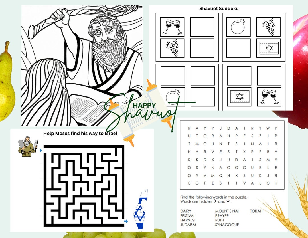 Happy Shavuot Activity for Kids Shavuot Placemat Shavuot - Etsy