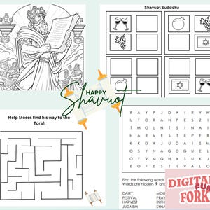 Happy Shavuot Activity for Kids , Shavuot Placemat, Shavuot Games ...