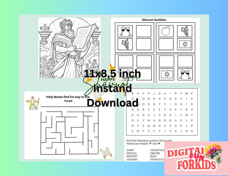 Happy Shavuot Activity for Kids , Shavuot Placemat, Shavuot Games ...