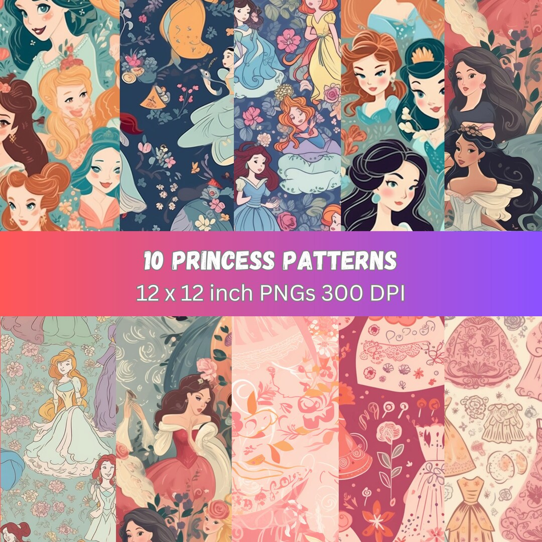 10 Princess Pattern Seamless Digital Paper Princess Pattern - Etsy