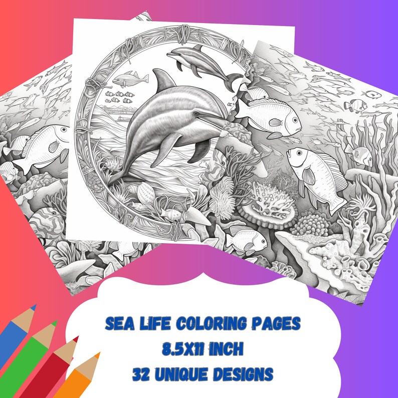 Under the Sea Coloring Pages Printable Sea Creatures Coloring - Etsy