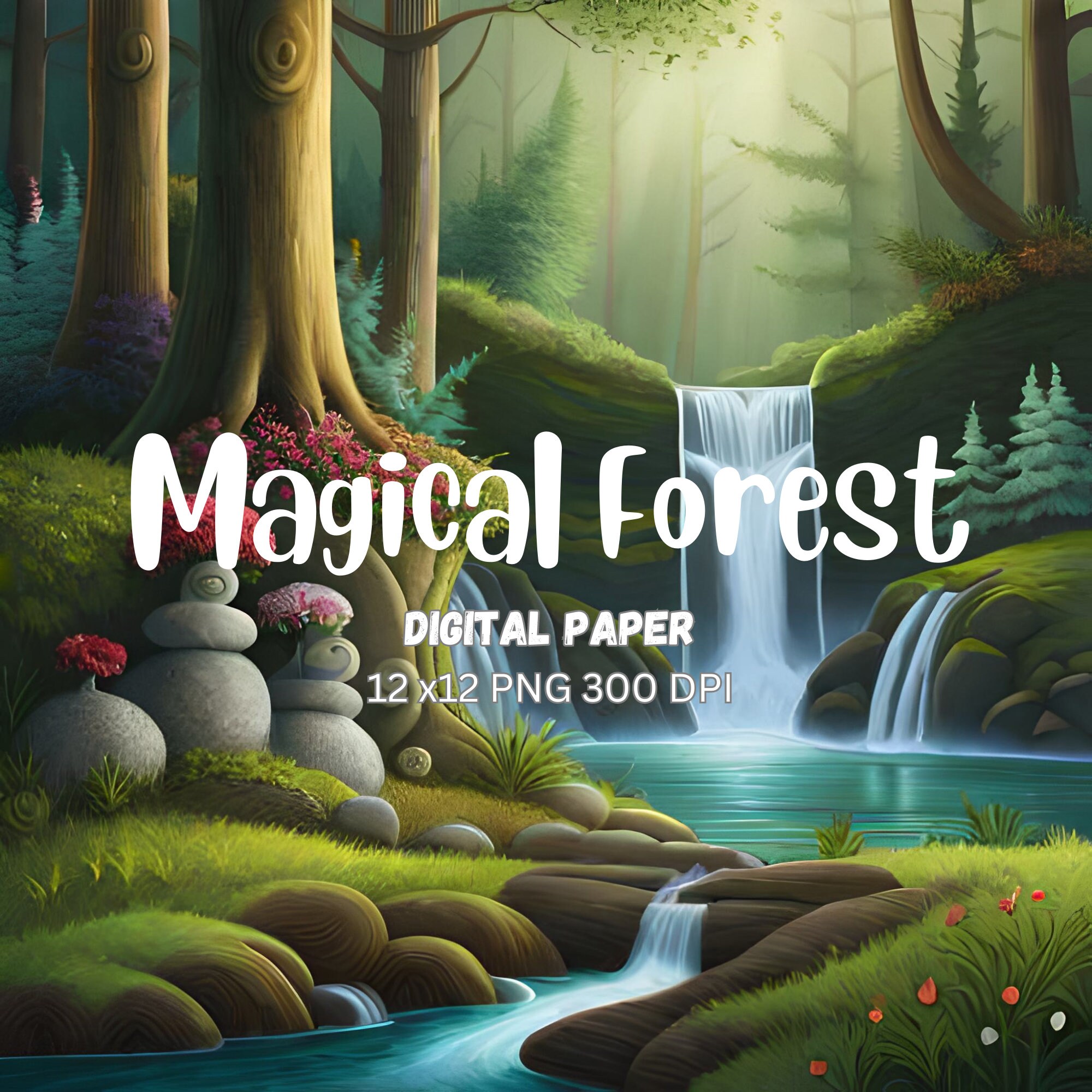 10 Magical Forest Digital Papers, Magical Forest Backdrops , Instant ...