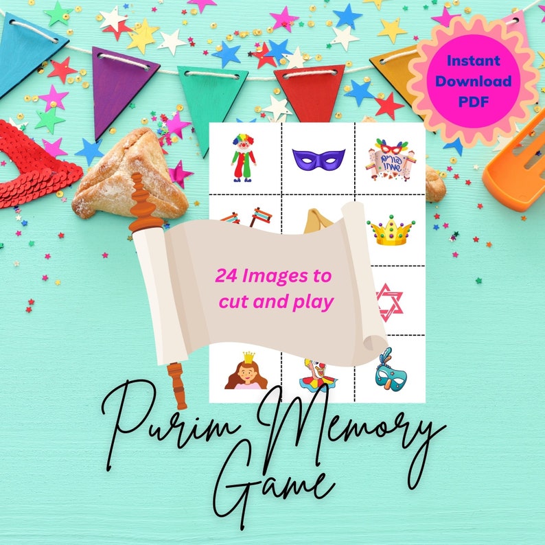 Purim Activity for Kids Purim Memory Game Printable Instant Download - Etsy
