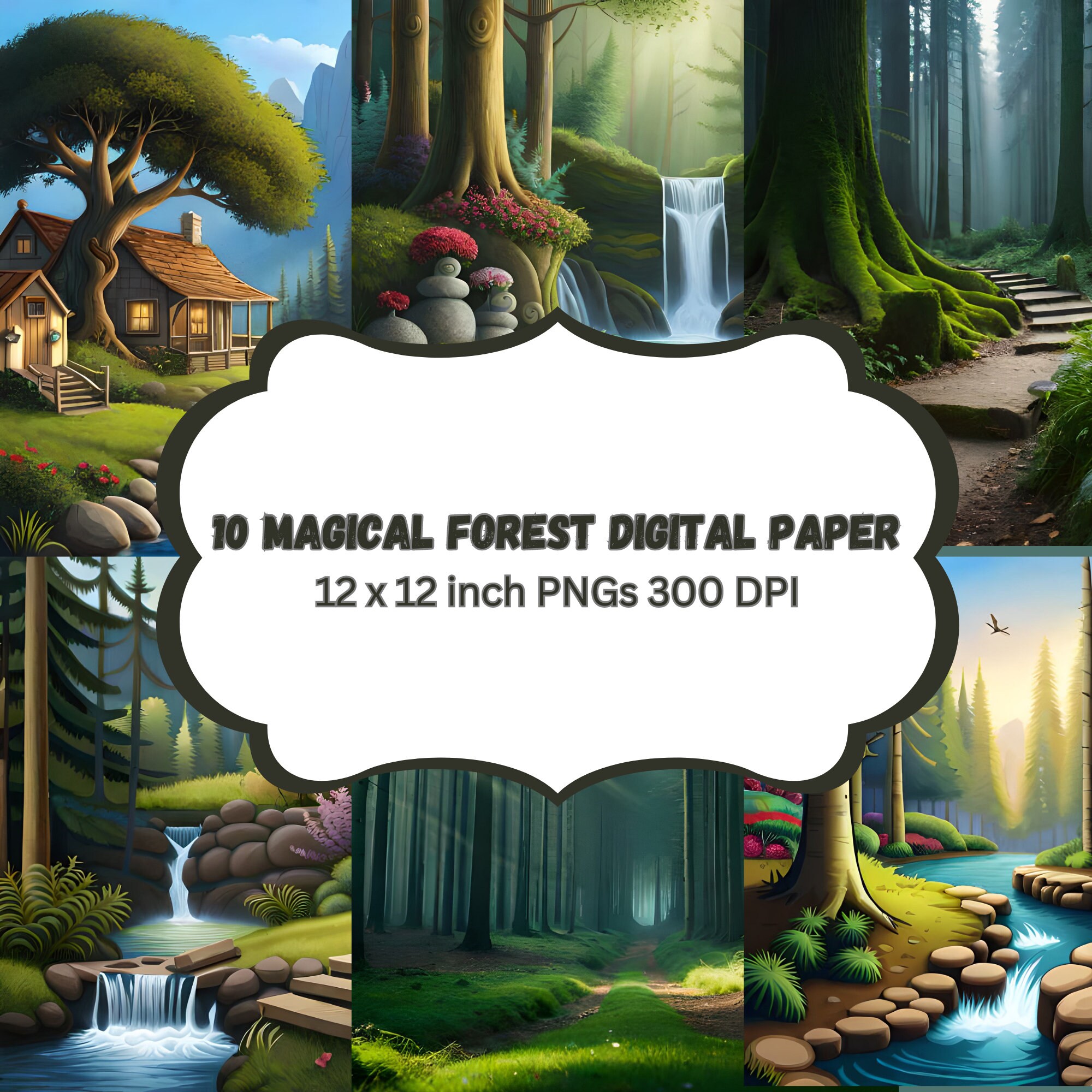 10 Magical Forest Digital Papers, Magical Forest Backdrops , Instant ...