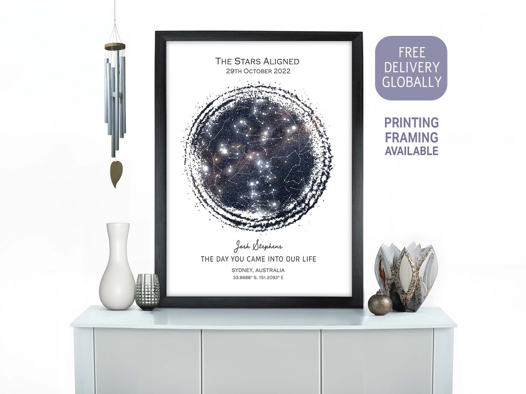 Personalized Sky Map Wedding Gift, Constellation Art, Star Chart Art ...