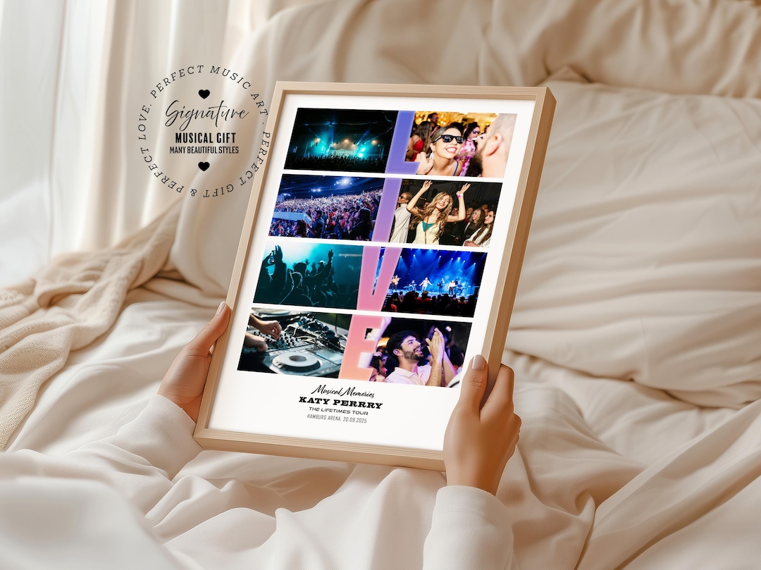 Concert Memory Photo Collage, Music Photo Art Gift, Personalized Wall ...