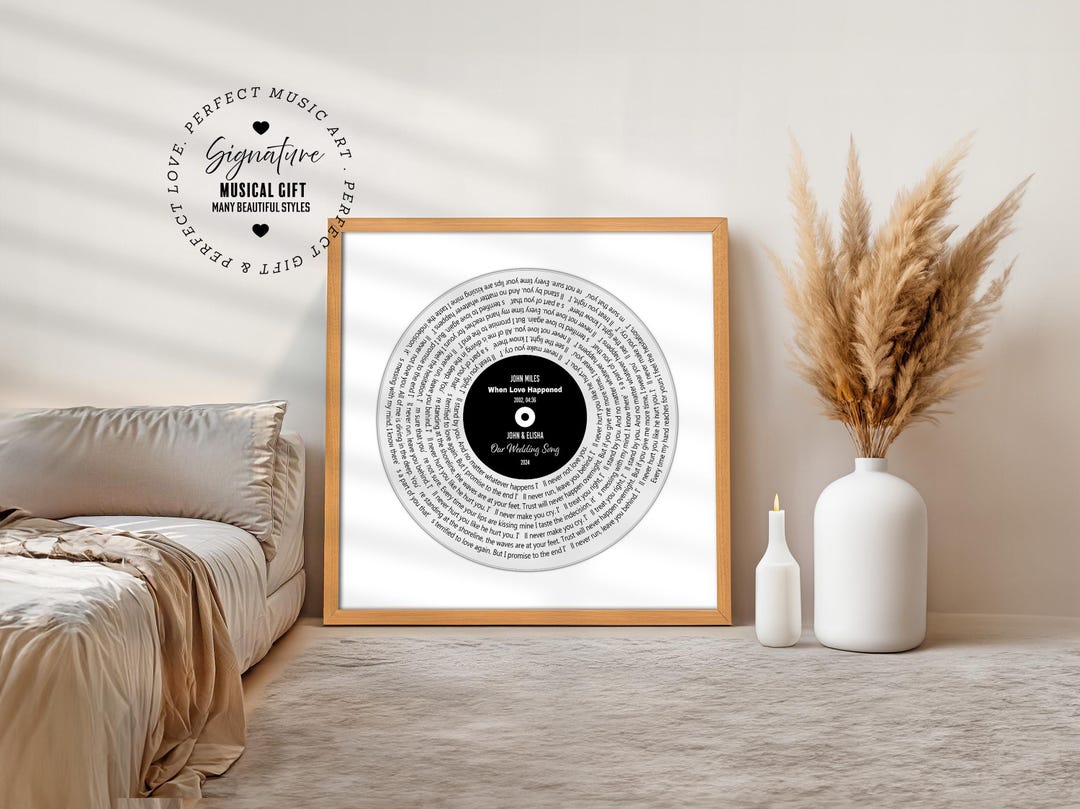 Couple's First Date Song Lyrics Wall Art Personalized Gift, Favorite ...