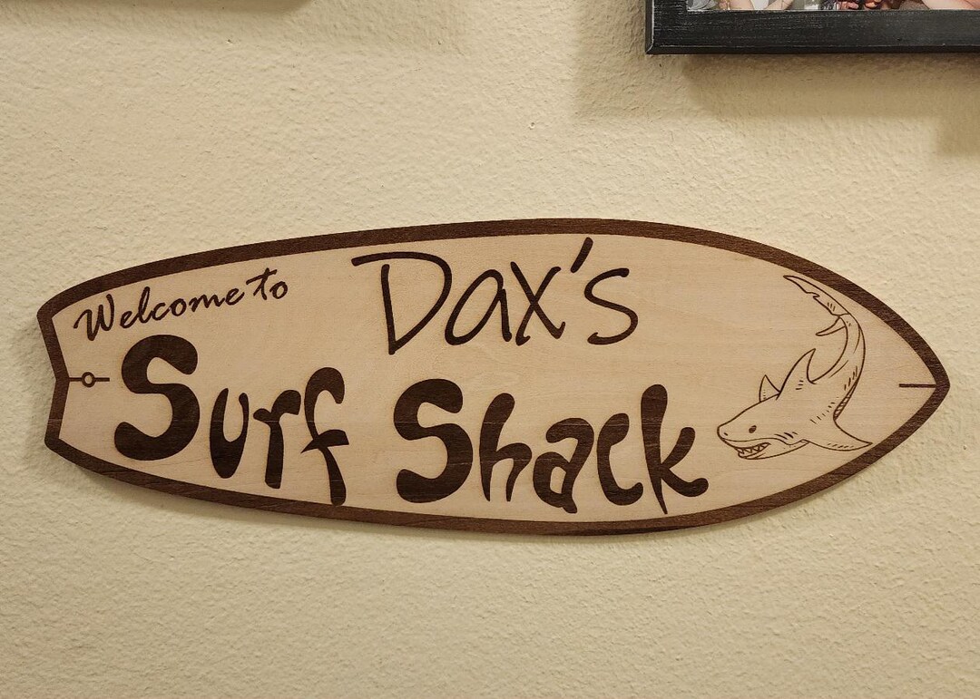 Custom Personalized Wood Surfboard Sign Surf Shack Laser Engraved - Etsy