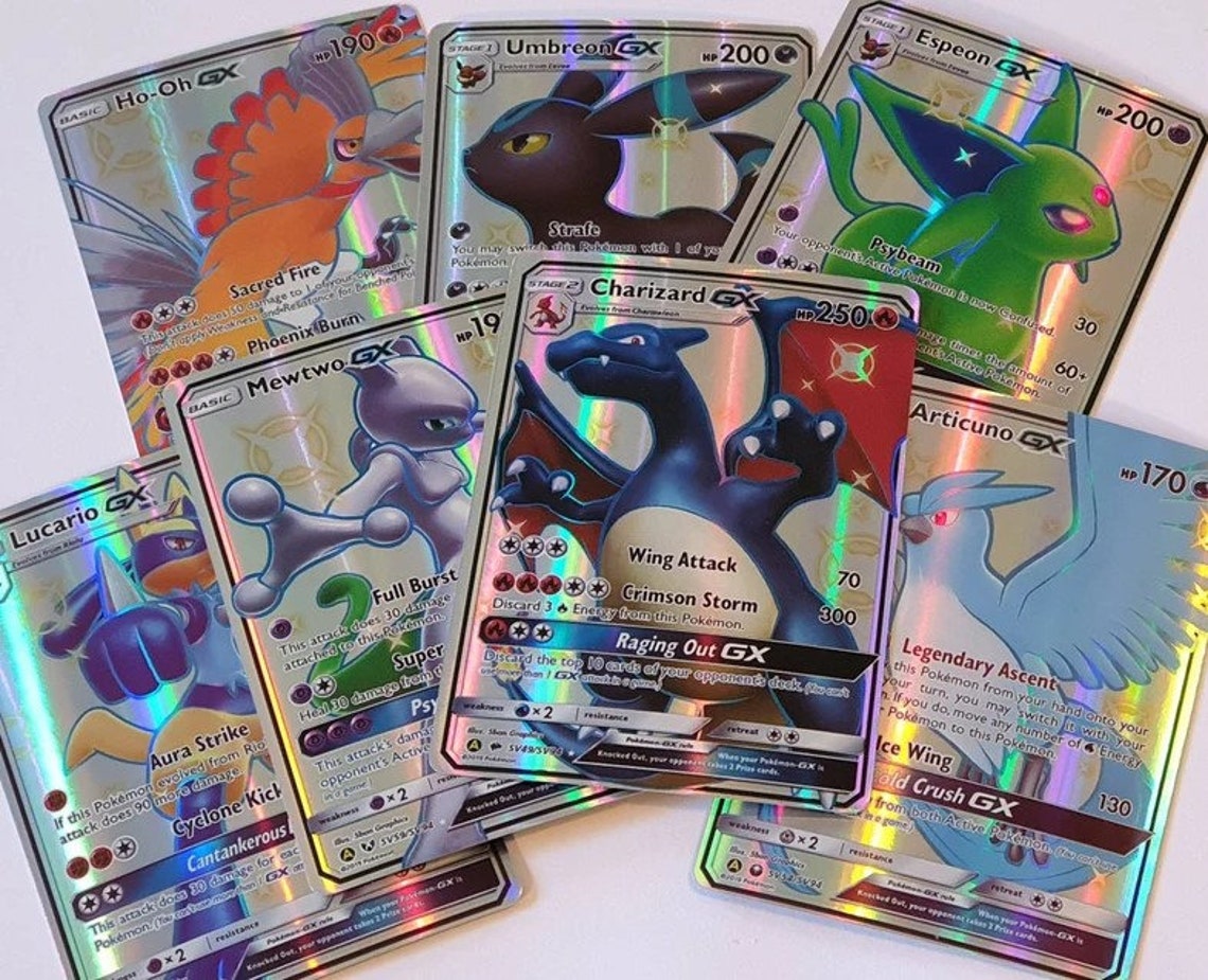 10 Authentic Pokemon Cards EX, GX, V, Vmax, VSTAR, Holo, Reverse Holo ...