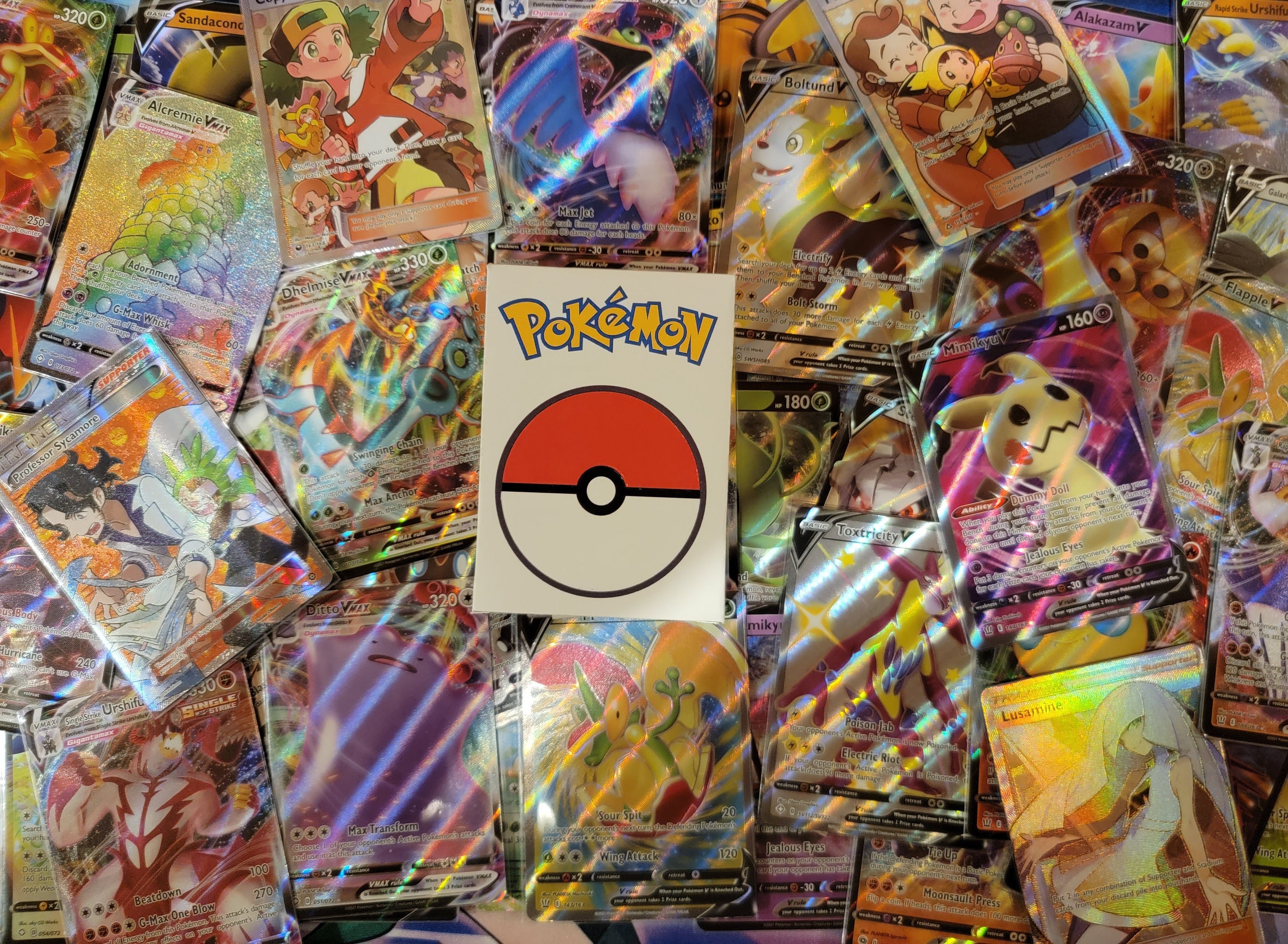 10 Authentic Pokemon Cards EX, GX, V, Vmax, VSTAR, Holo, Reverse Holo ...