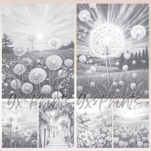 Spring Scene Grayscale Coloring Pages for Adults, Dark/light (PDF File ...