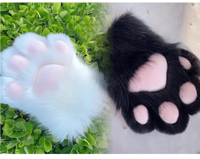 White Fursuit Paws silicone Anthro PawPads and Claws with custom colors ...