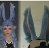 Handmade Bunny Rabbit Ears Hairband Furry Faux Fur Cute Blue Bunny Ears ...